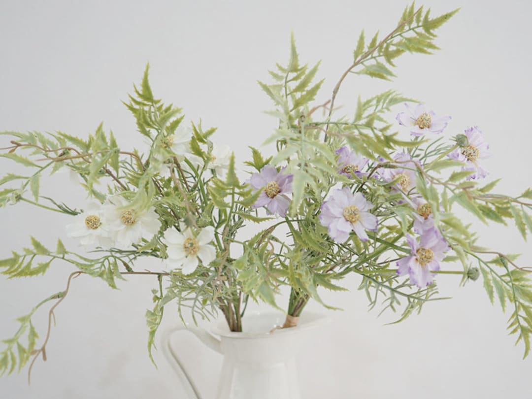 Cosmos Flower Bouquet With Leaves, Galsang Flower Bundle, Artificial ...