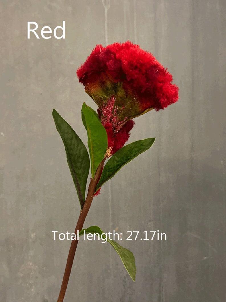 Artificial Cockscomb With Leaf, Realistic Celosia Cristata, Quality ...