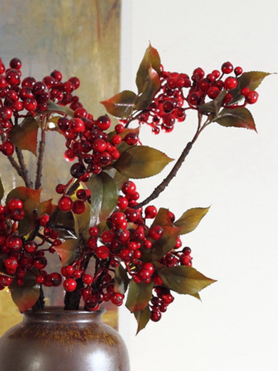 Berry Stem With Foliage, Artificial Small Fruit Branch, Home Floral ...