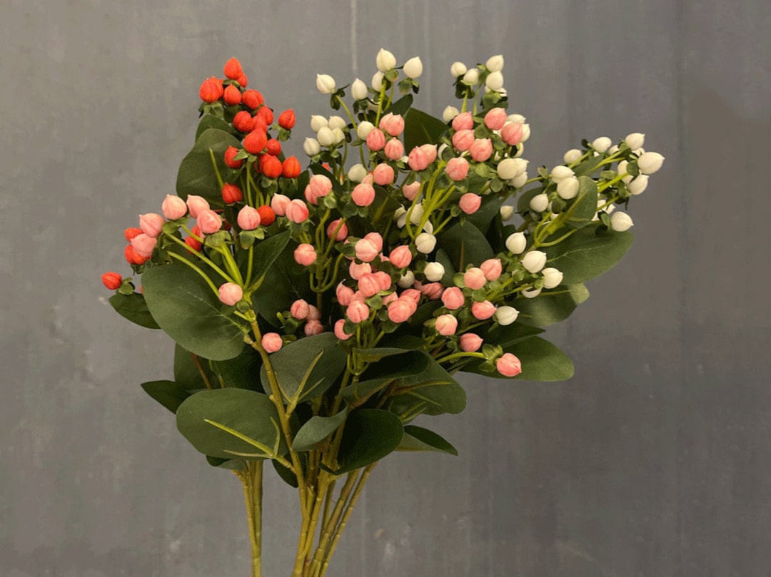 Artificial Hypericum Spray, Fake St. John's Wort Flower Stem, Realistic ...