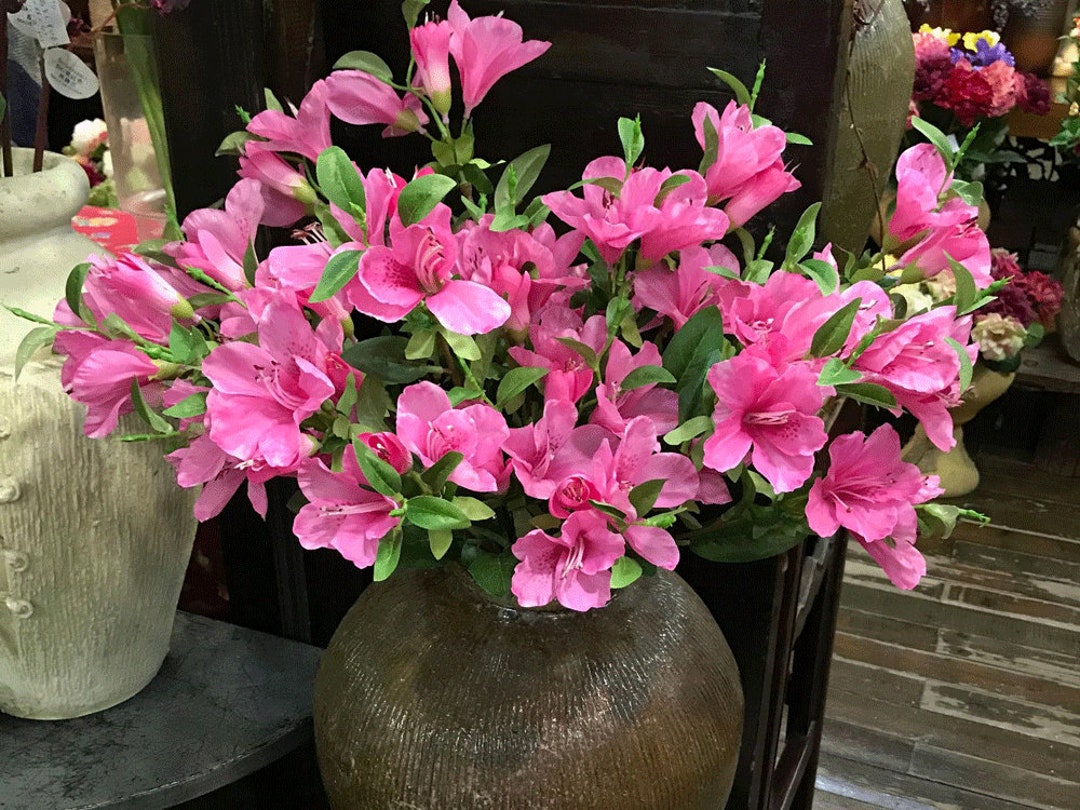 Realistic Azalea With Bud, Artificial Rhododendron Stem, Indoor Floral ...