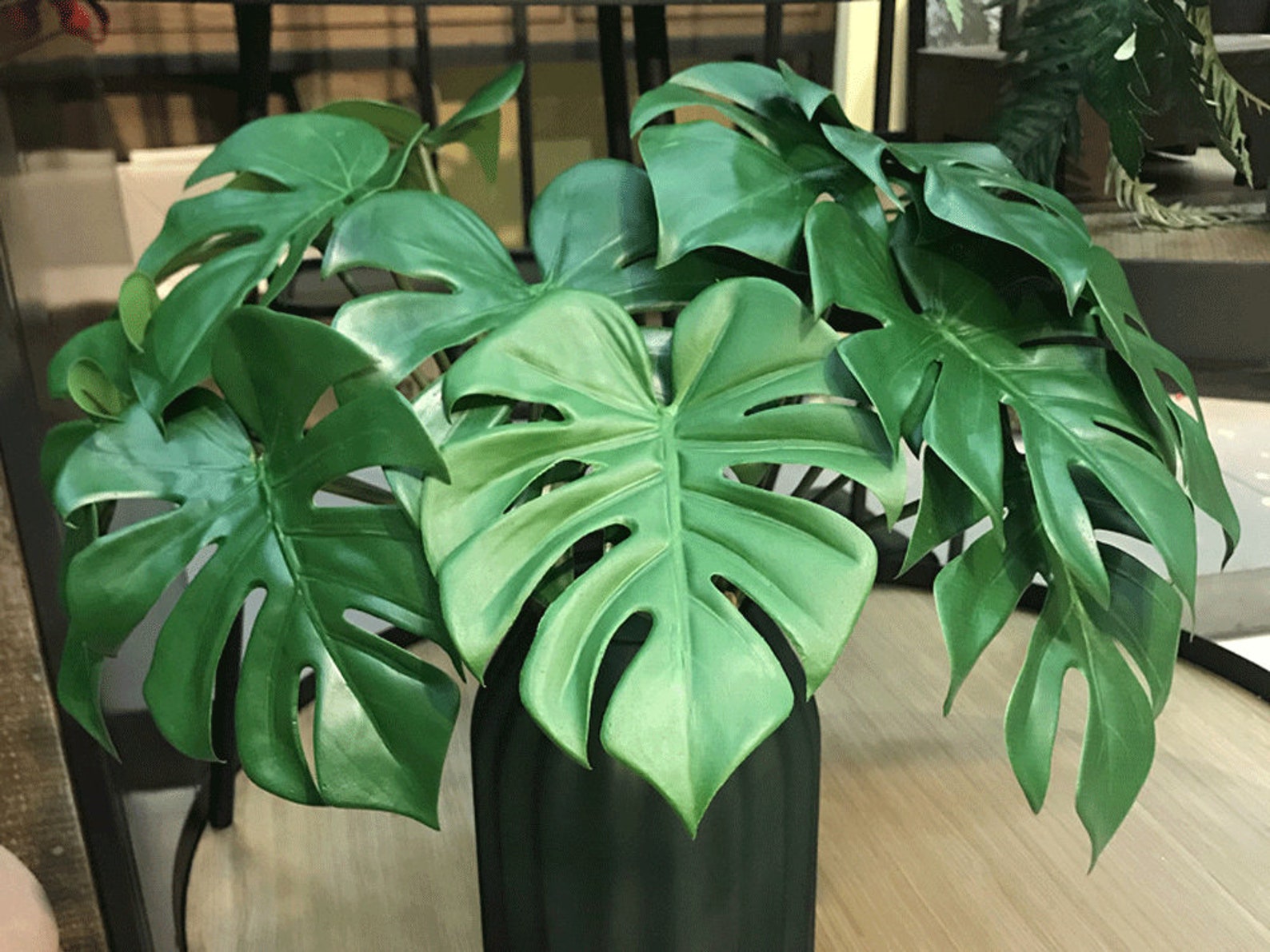 Artificial Monstera Deliciosa Leaf Bouquet, Tropical Split Foliage ...