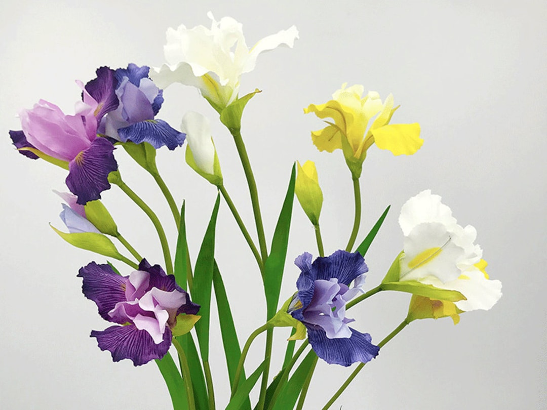 Quality Iris Stem With Bud, Artificial Iris Flower, Living Room Floral ...