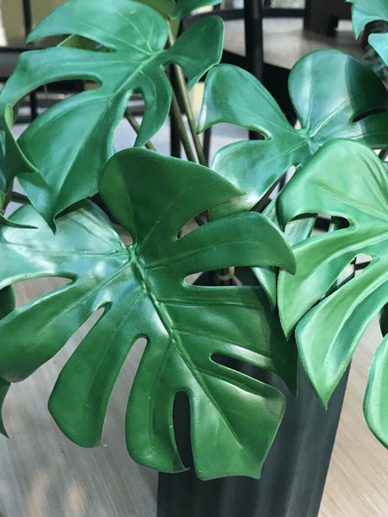 Artificial Monstera Deliciosa Leaf Bouquet, Tropical Split Foliage ...