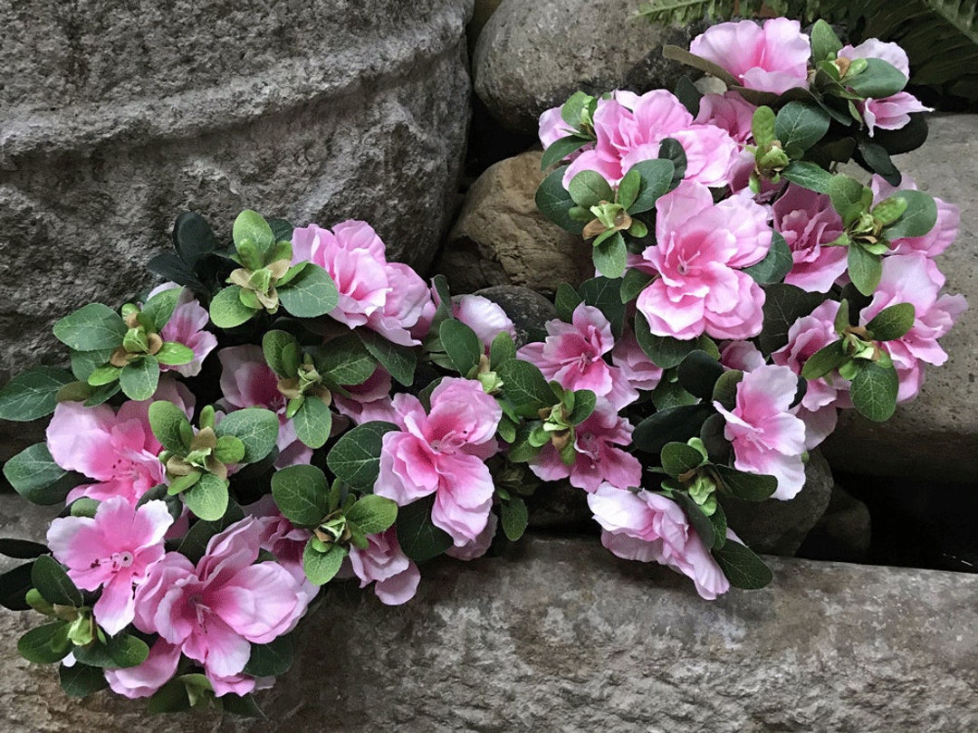 Artificial Azalea Bouquet, Realistic Rhododendron Flower Bundle, Indoor ...