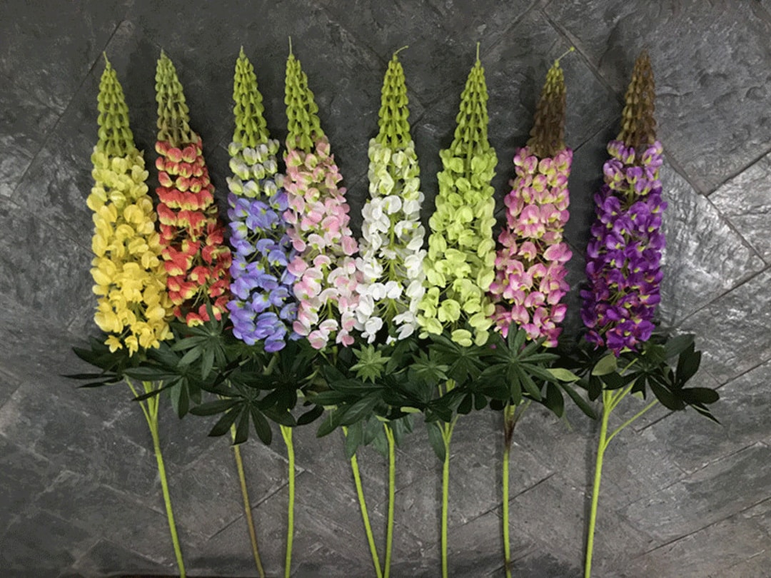 Artificial Lupine Russel Long Stem With Foliage, Indoor Flower Decor ...