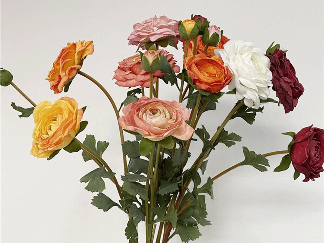 Dried Ranunculus Stem With Bud, Artificial Flower Craft, Vintage Home ...