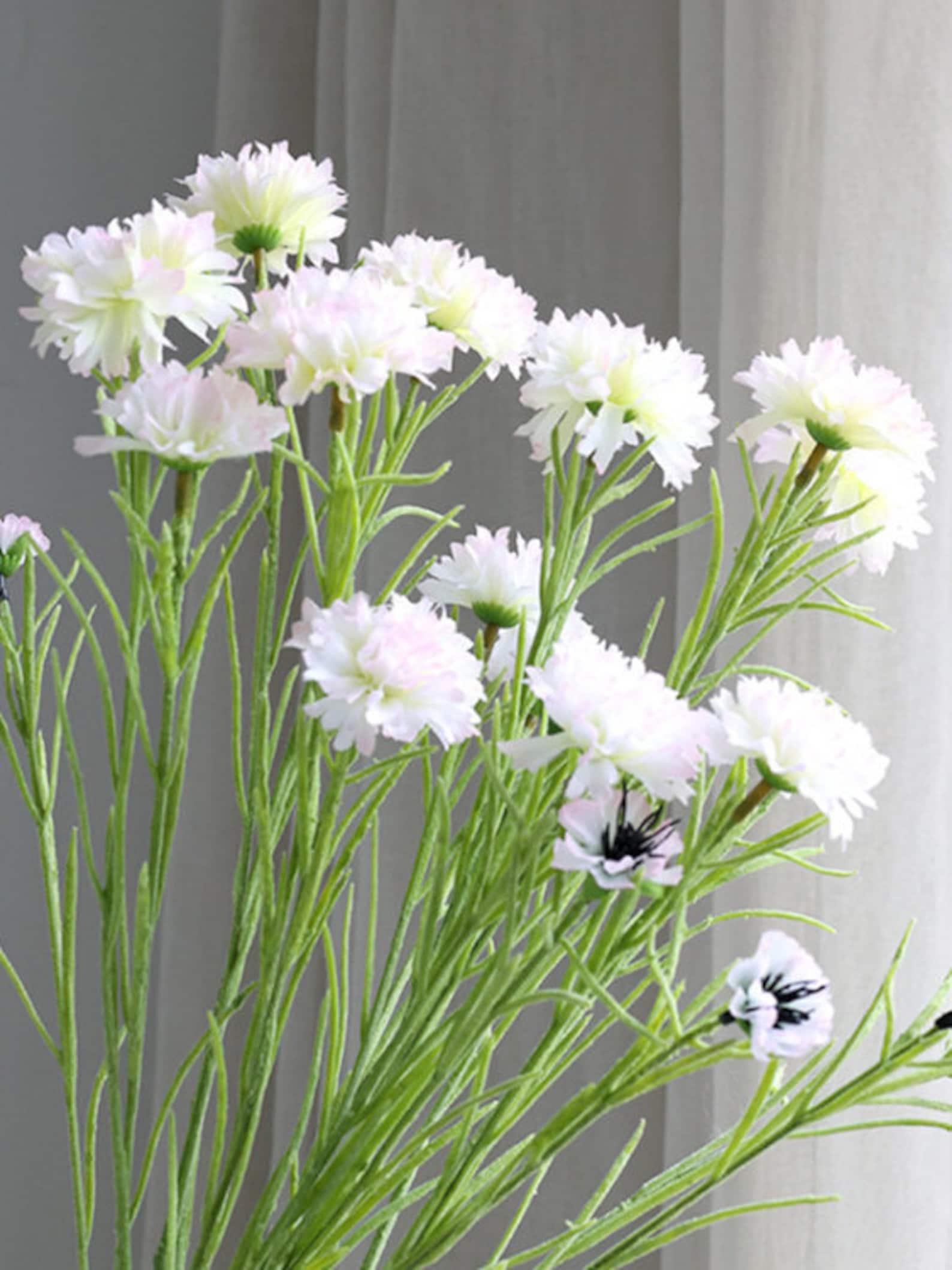 Artificial Centaurea Cyanus Stem With Leaves, Faux Cornflower Stems ...