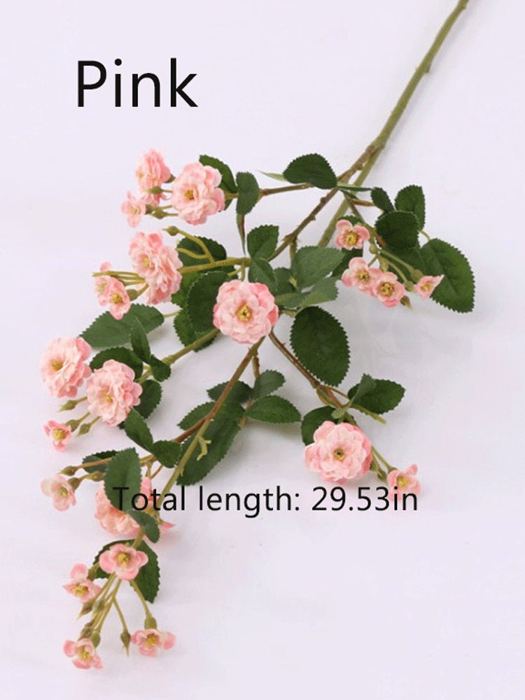 Small Rose Flower Stem With Buds and Leaves, Rustic Wildflower Spray ...