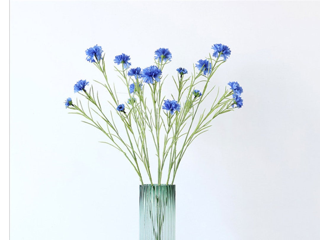 Artificial Centaurea Cyanus Stem With Leaves, Faux Cornflower Stems ...