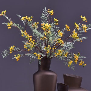 Artificial Berry Branch With Foliage, Quality Small Wild Fruit Stem ...