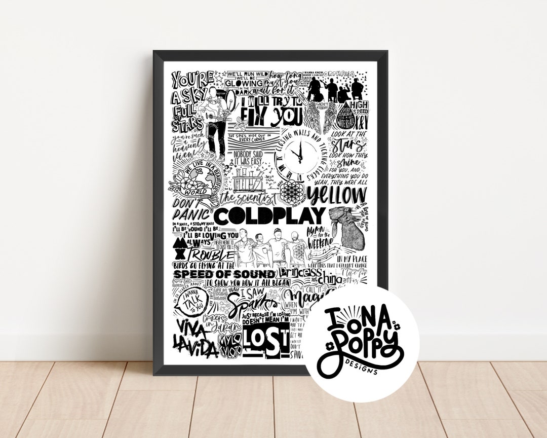 Coldplay Greatest Hits Doodle Fan Poster Print Art Music Lover Gift ...