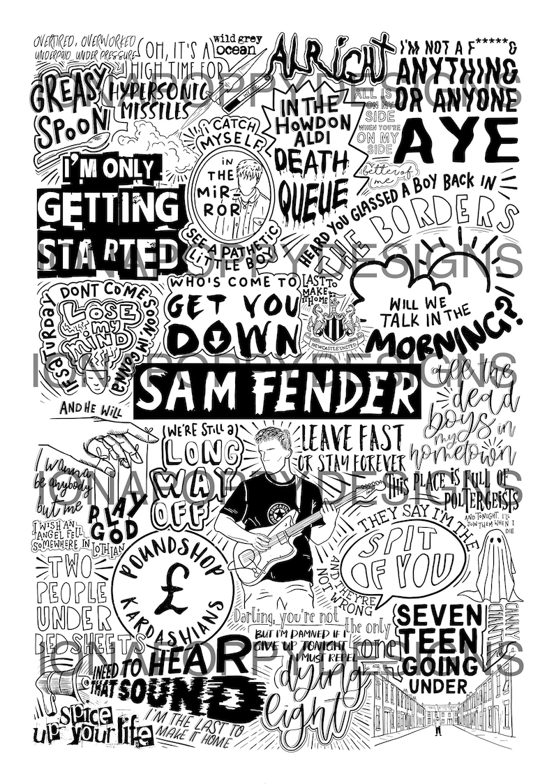Sam Fender Lyric Print Doodle Fan Poster Art Music Lover - Etsy UK