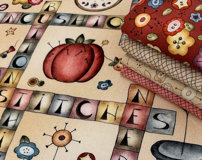 4 Piece Born to Sew 1/2 Yard Bundle PLUS Sewing Patch Words Panel by ...