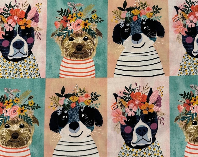 Floral Puppies Panel | Floral Pets by Mia Charro | Cute Dogs | PWMC044 ...