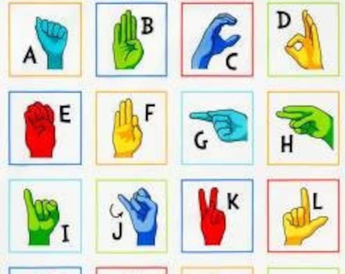 Sign Language Alphabet Panel Abc's Design 20220 100% Cotton Quilting ...