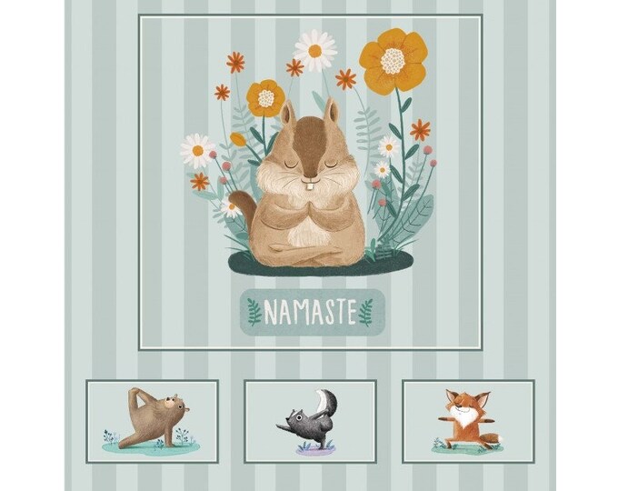 Namaste Panel | Now and Zen Yoga Animals | Patt# DDC10865 | 100% Cotton ...
