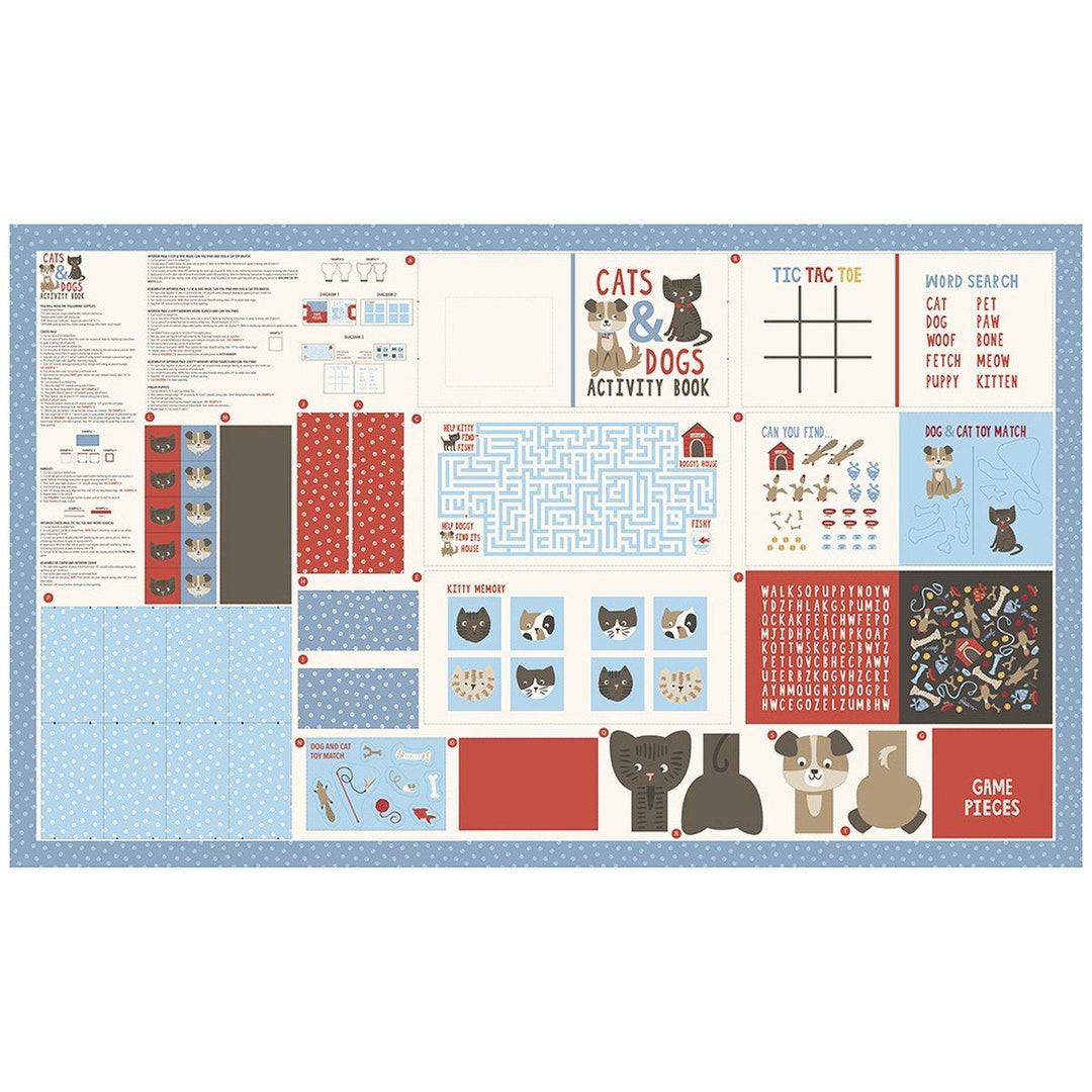 Dog Daze Activity Game Book Panel by Stacy Iest Hsu | Cut and Sew Panel ...