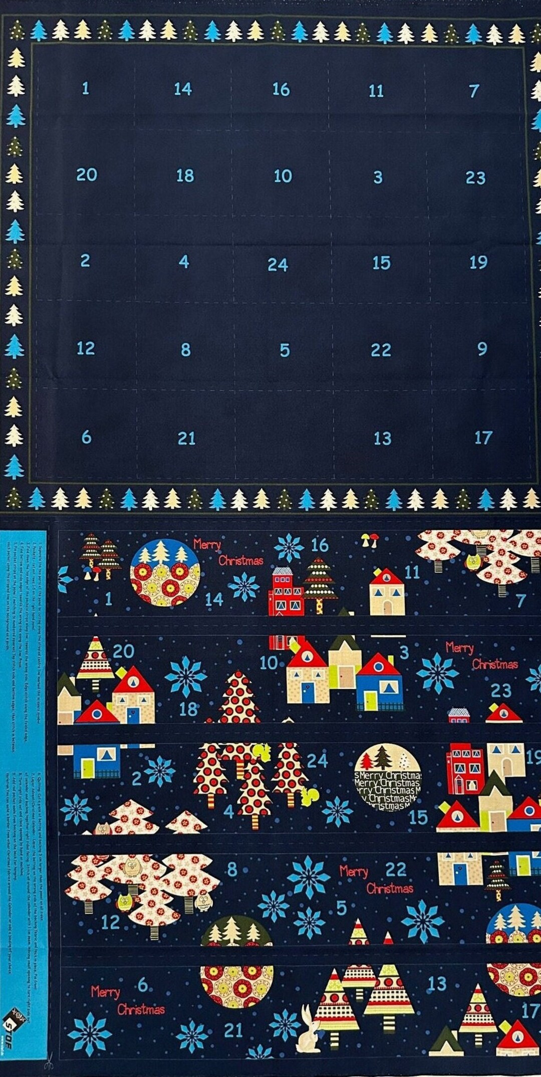 Enchanted Forest Advent Calendar Panel | Christmas | Navy Blue | Owls ...