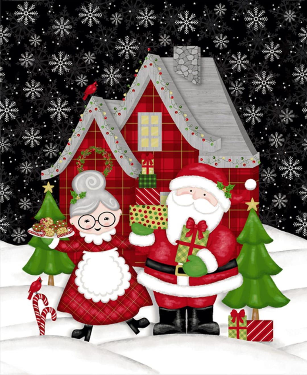 Merry Town Panel by Sharla Fults | Santa & Mrs Claus | Christmas | Patt ...