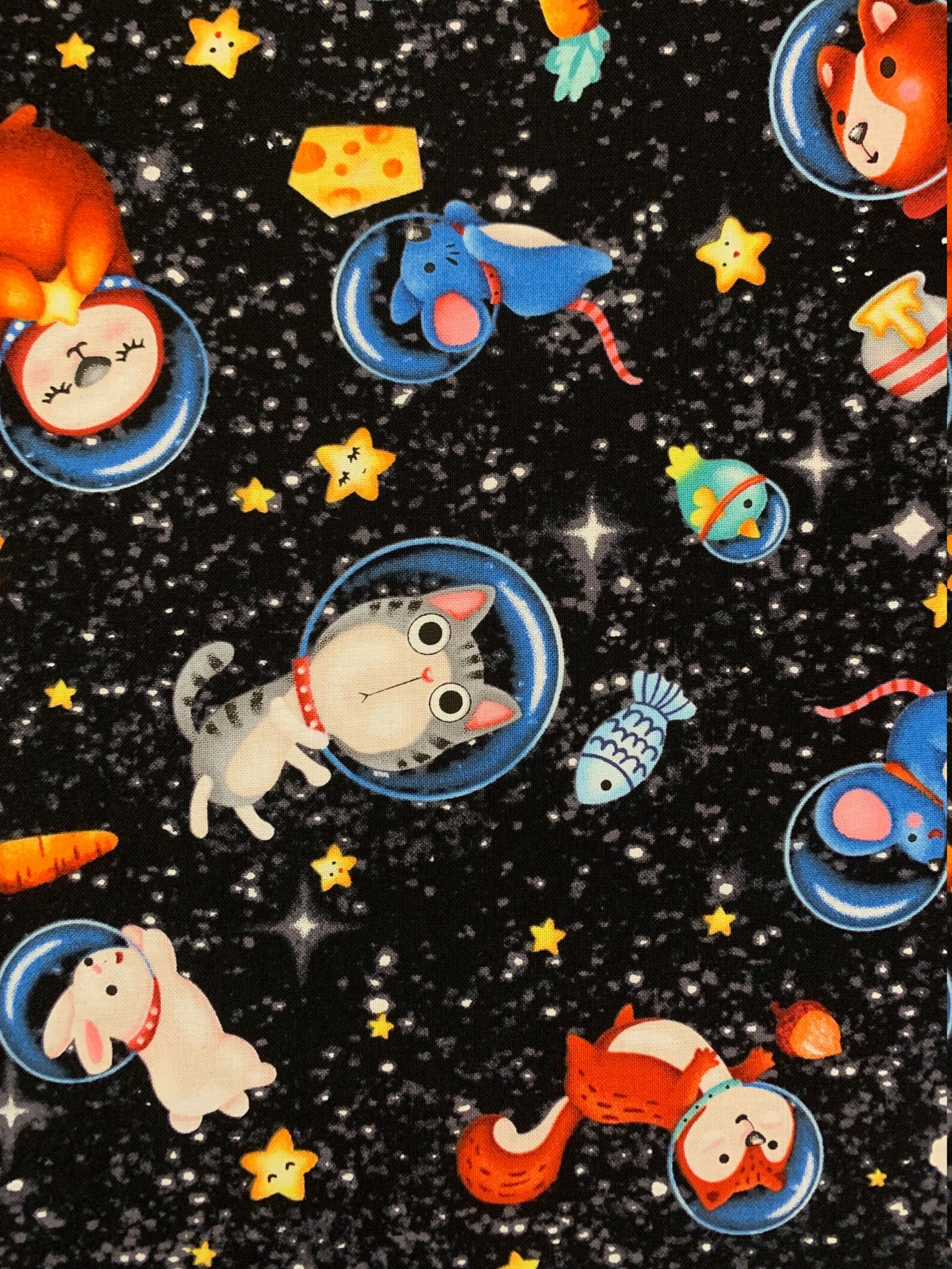 1/2 Yard Hula Universe Space Animals Cats Rabbits - Etsy