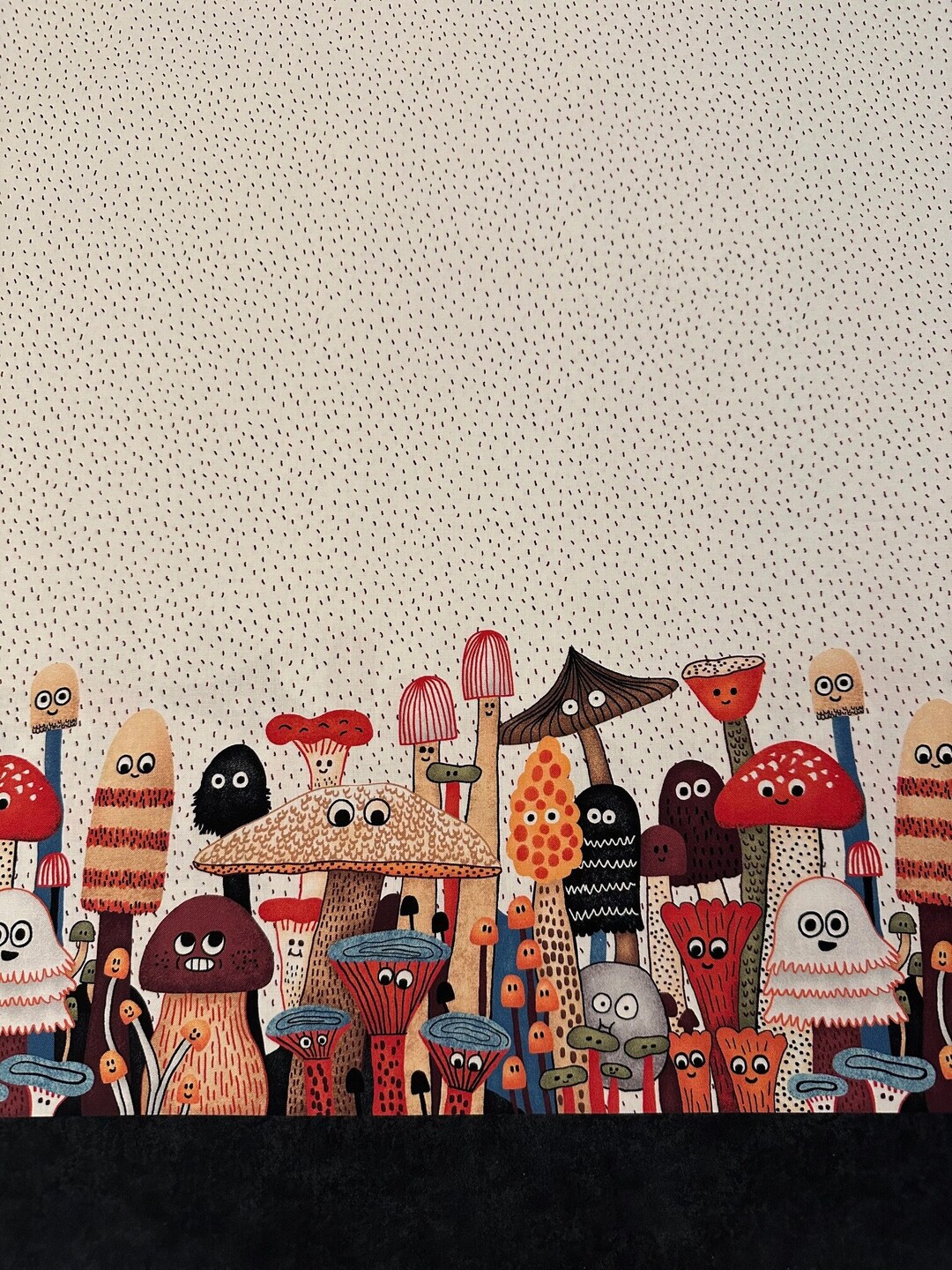 1/2 Yard Mushroom Fan Club Mushroom Buddies Border Patt DC8843 OOP 100% ...