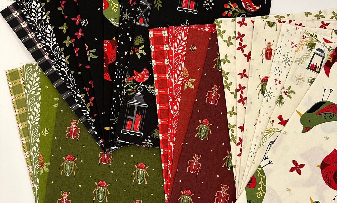 22 Piece Bird Humbug 1/4 Yard Bundle | Christmas | 100% Cotton Quilting ...