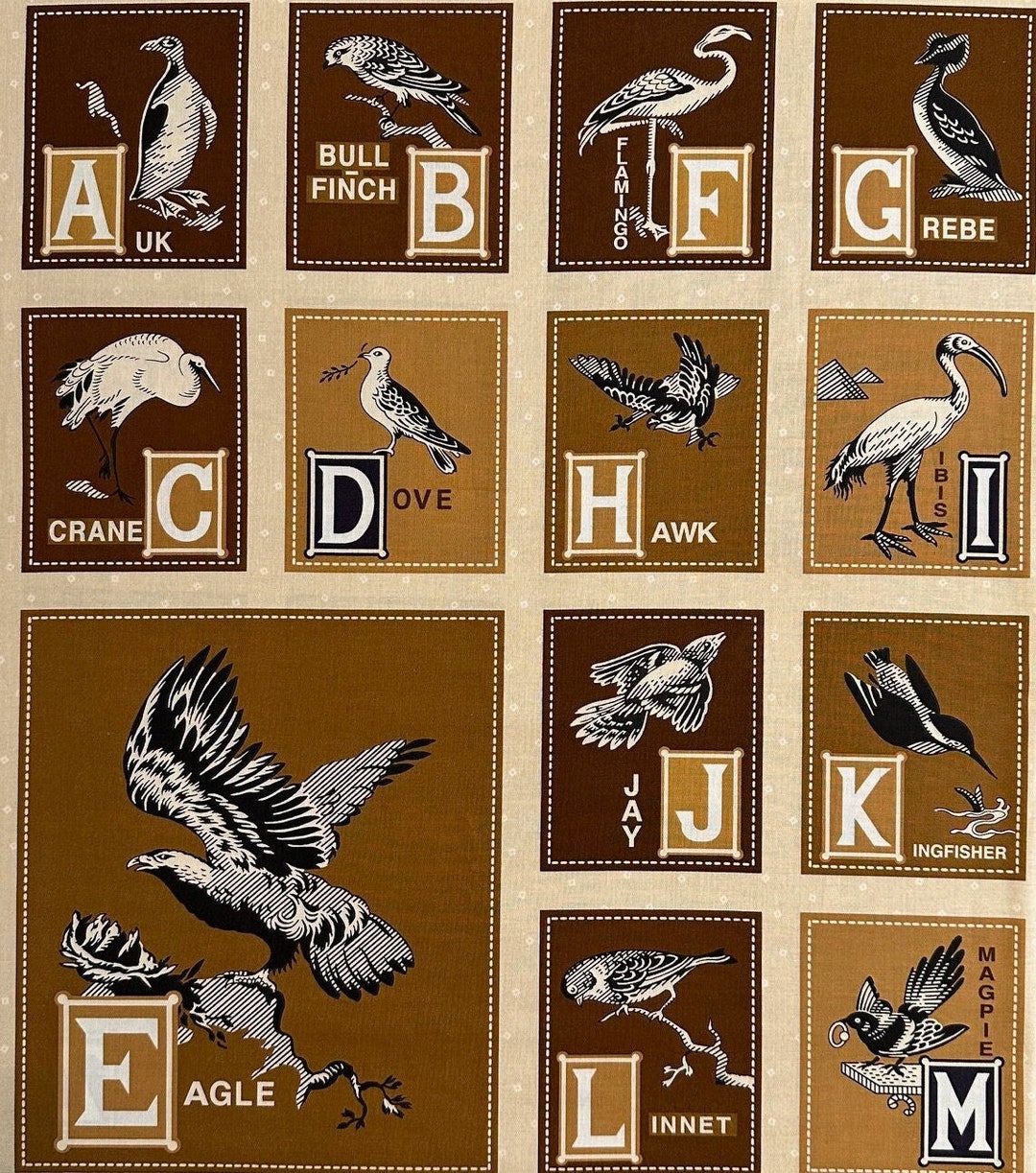 Birds of A Feather Panel by Kaye England | Alphabet | Abc's | Brown ...