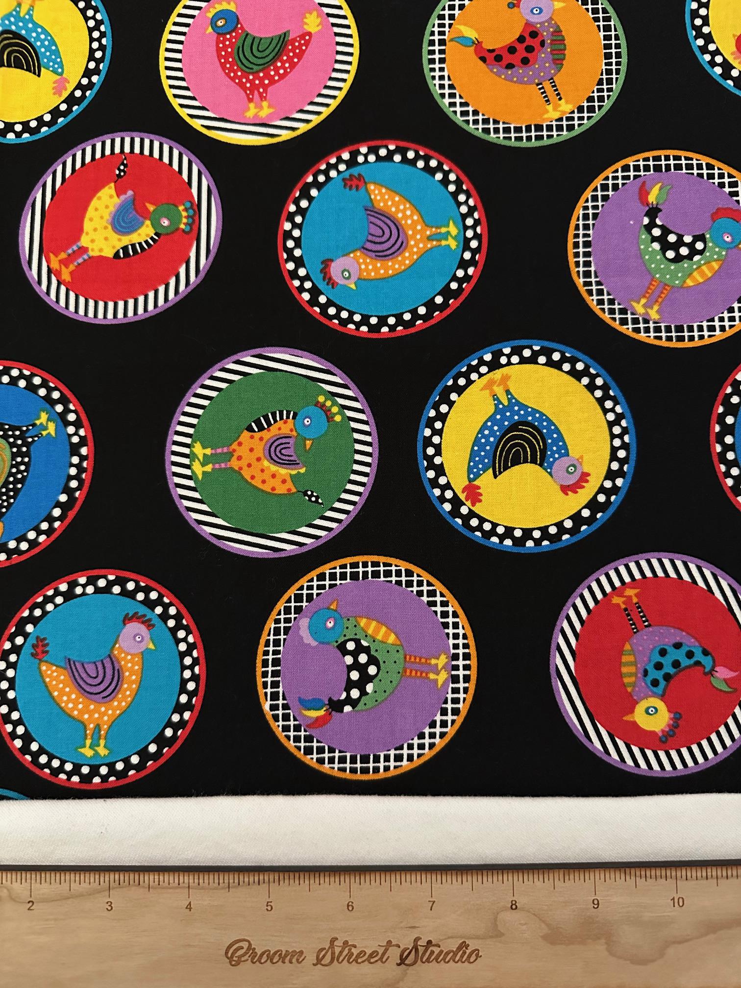 Giggle Feathers REMNANT | Chickens | OOP | RARE | 100% Cotton Quilting ...