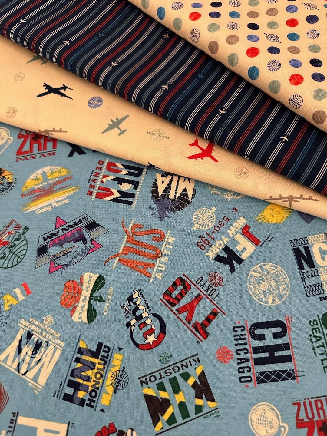 1/2 Yard Pan Am | Pan American World Airways | Planes | Globe | 100% ...