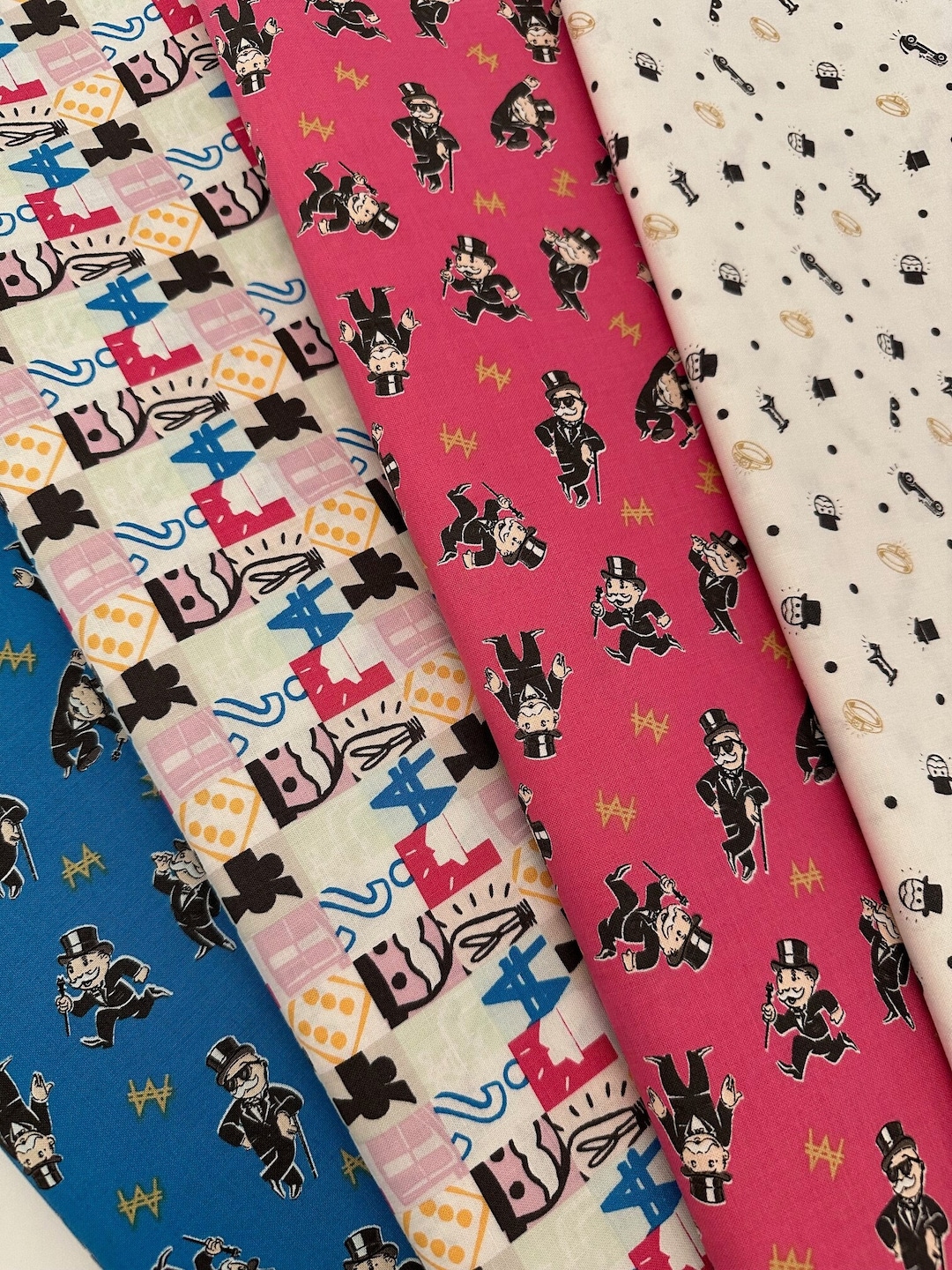 1/2 Yard Mr. Monopoly | Game Tokens | Hasbro | Money | 100% Cotton ...