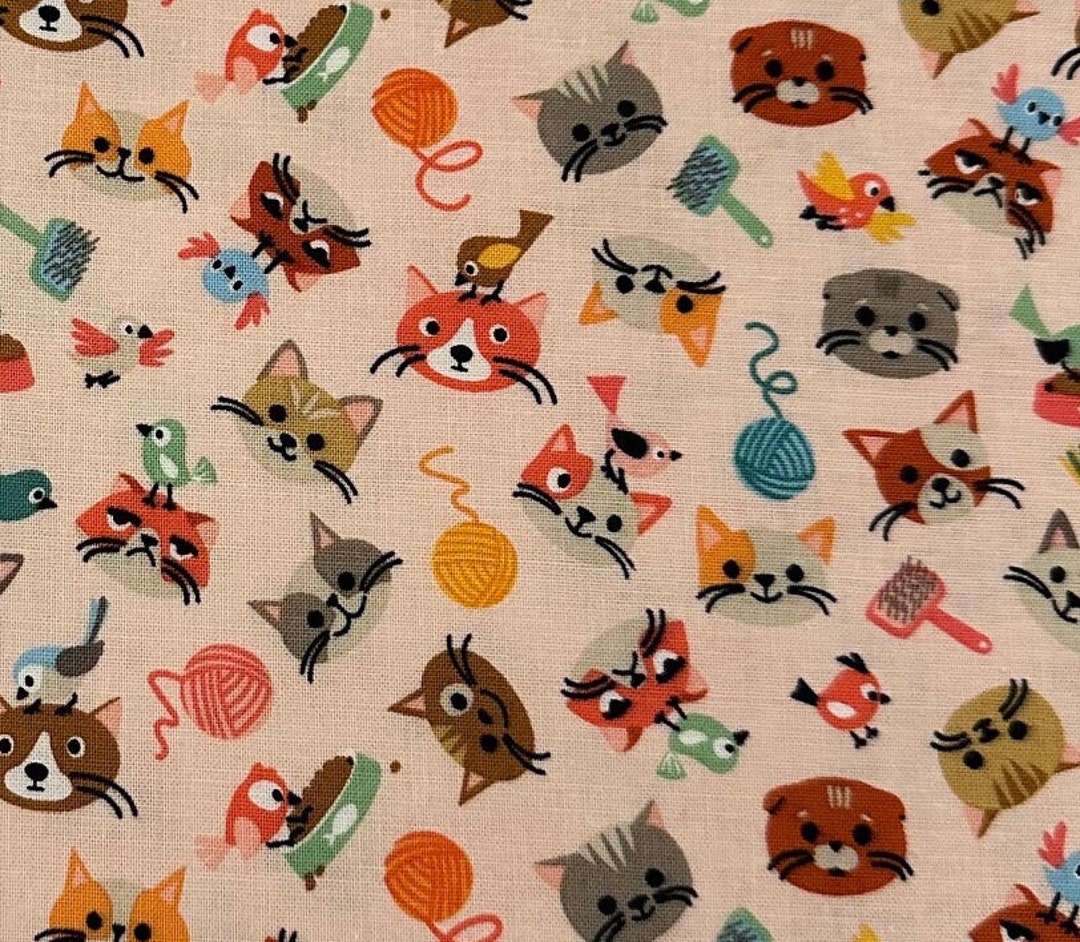 1/2 Yard Cat's Meow by Shawn Wallace Cute Cats Birds Cat Toys Pink ...