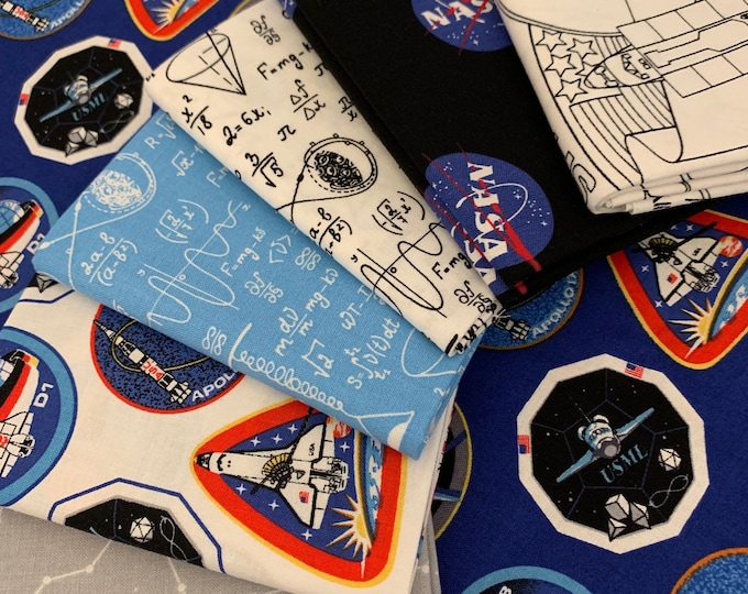 7 Piece Nasa Fat Quarter Bundle | FQ | Space | Astronauts | 100 % ...