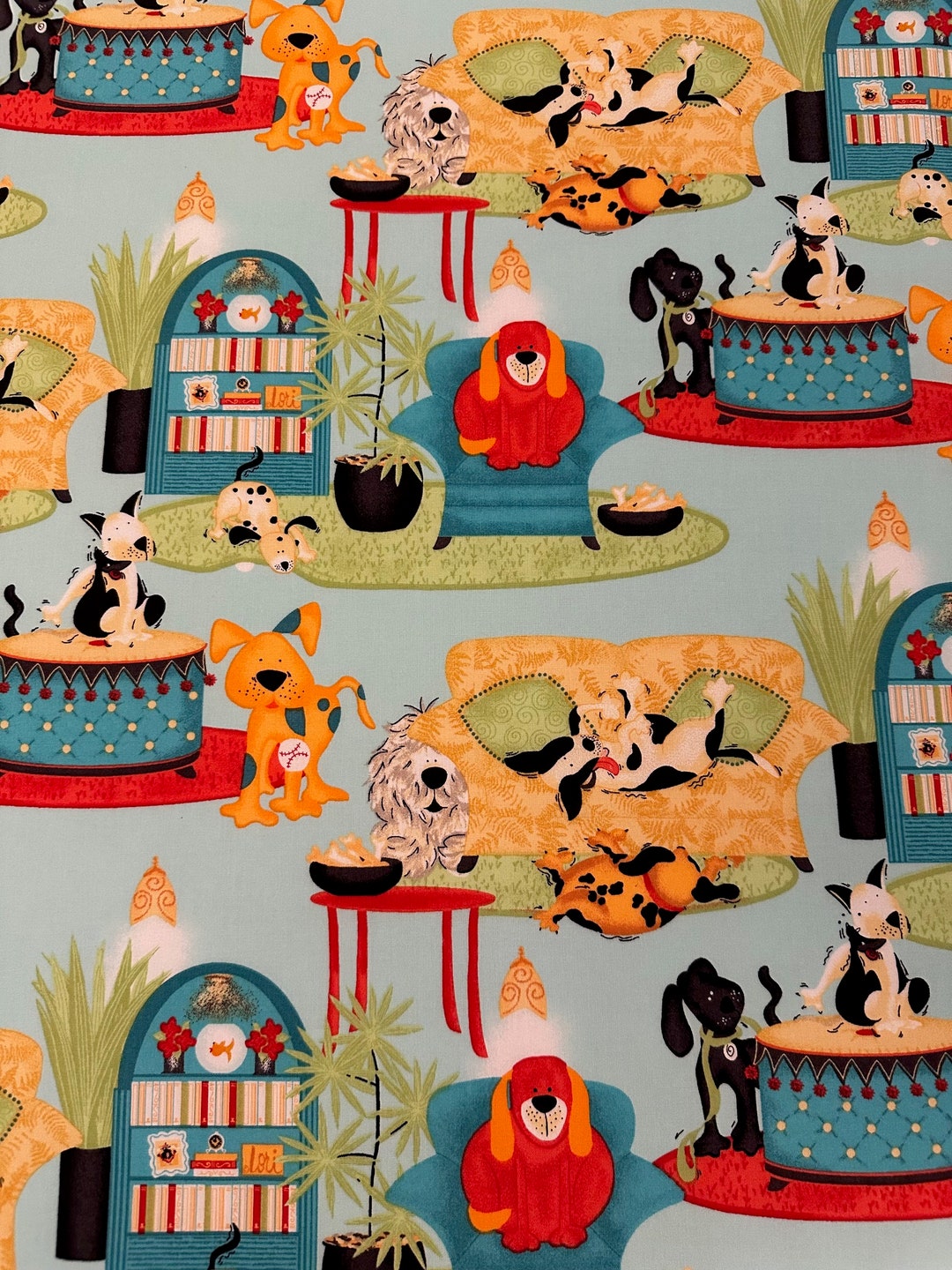 House Dogs REMNANT by Lorilynn Simms | Cute Dogs | Blue | CP63408 | 100 ...