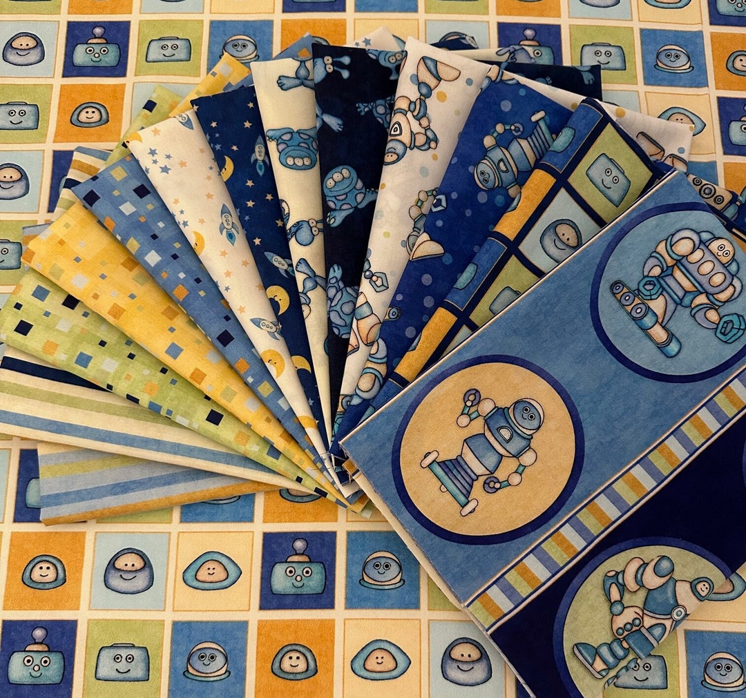 14 Piece Space Ace Fat Quarter Bundle | Robots | Aliens | Moons | Stars ...
