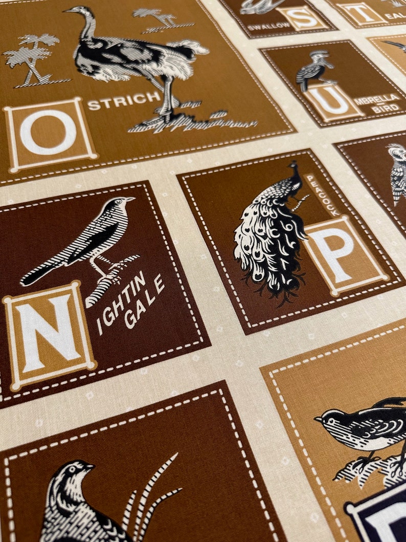 Birds of A Feather Panel by Kaye England | Alphabet | Abc's | Brown ...