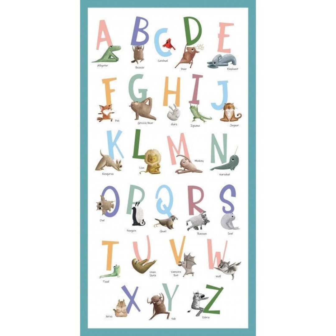 Alphabet Yoga Panel | Now and Zen Yoga Animals | Patt# DDC10864 | 100% ...