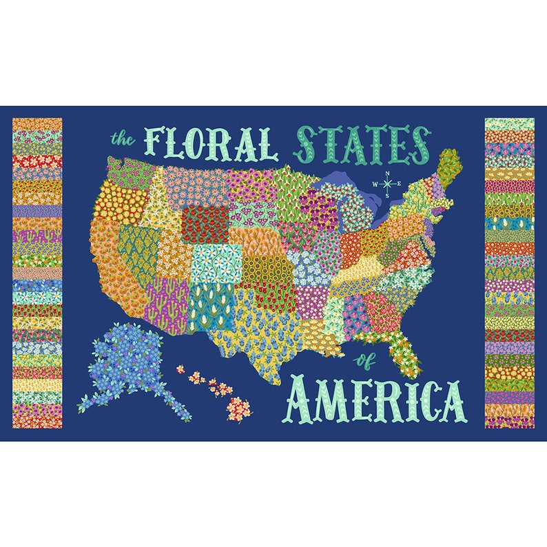 The Floral States of America Panel | United States | Patt 960 | 100% ...