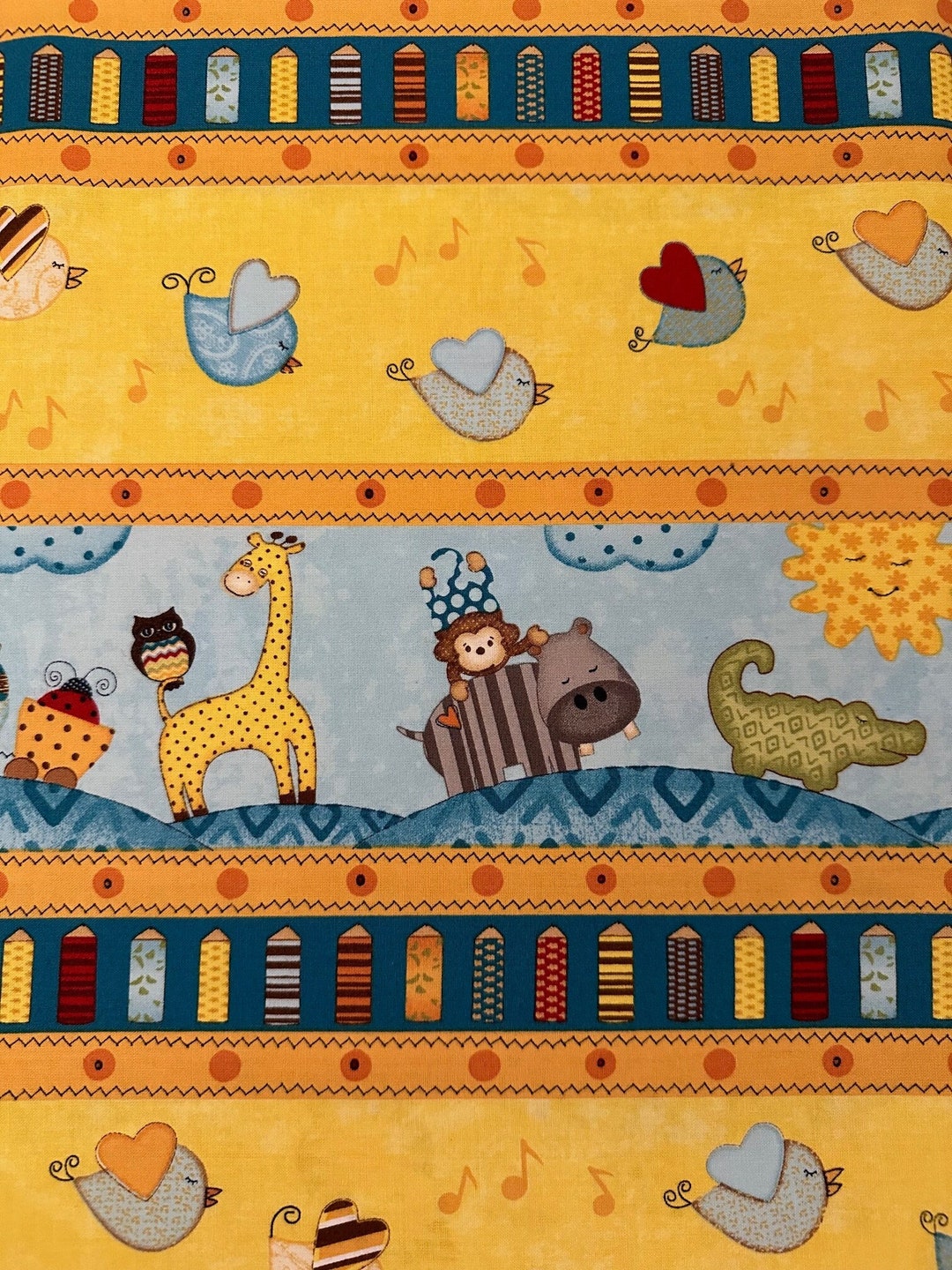 Sunshine Zoo by Jo Moulton | 24 in Repeating Stripe | Cute Animals ...