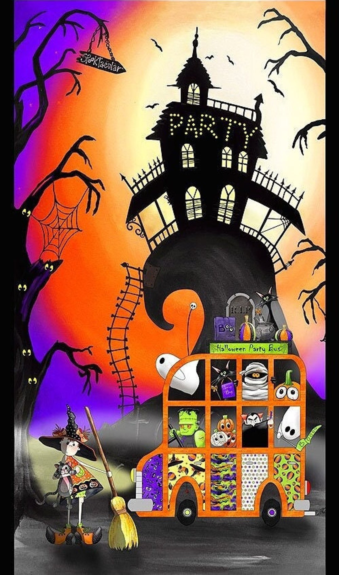 Spooktacular Party Bus Panel by Desiree's Designs 30312-X 100% Cotton ...