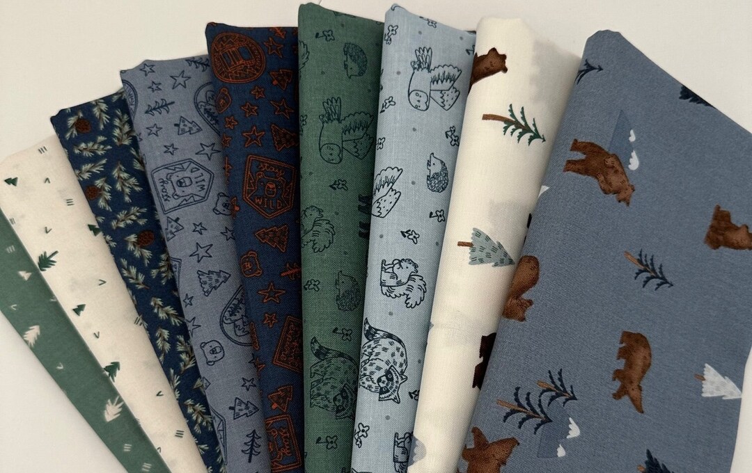 9 Piece Camp Woodland Bundle by Natalia Juan Abello Outdoors Bears 100% ...