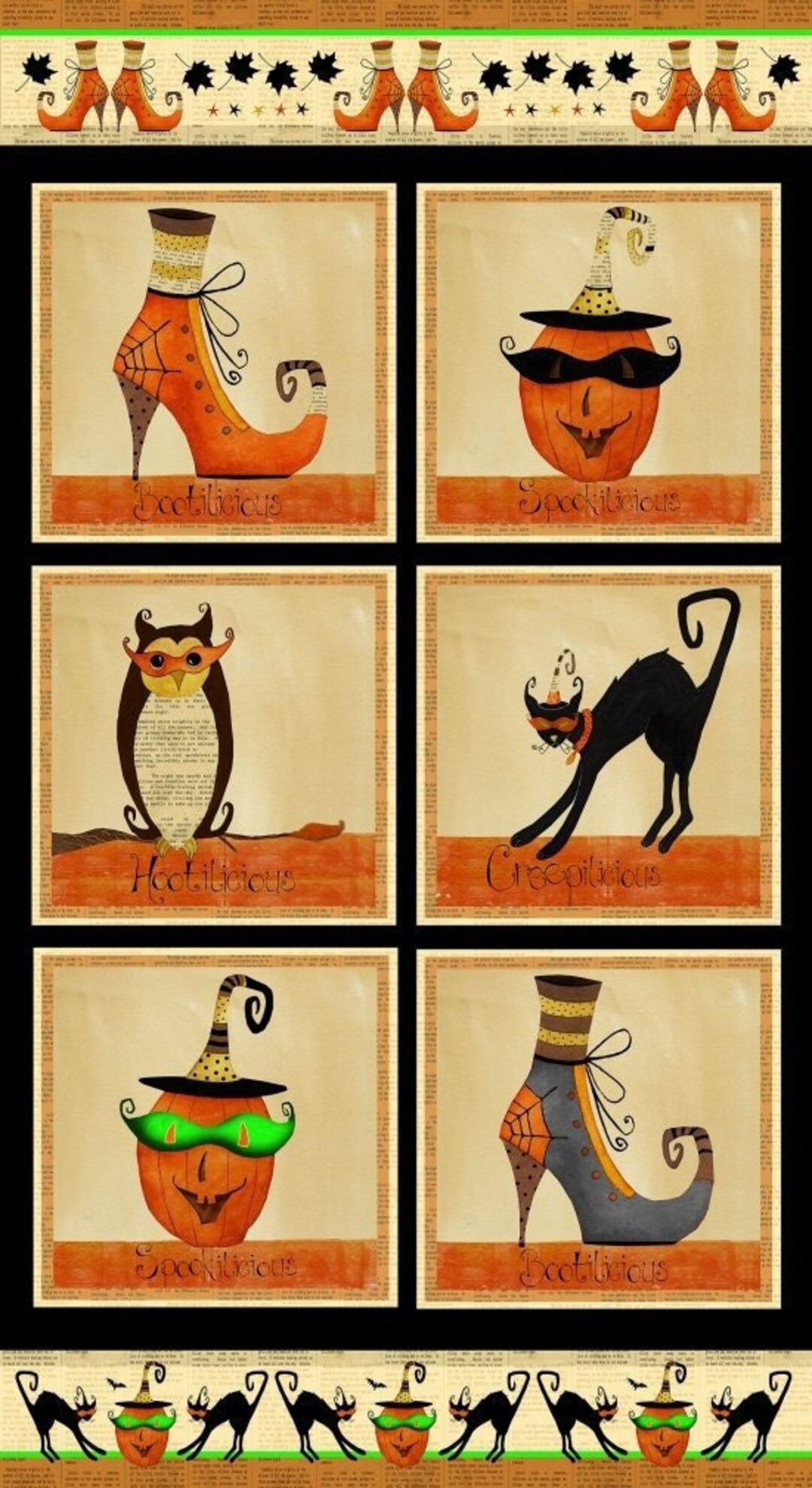 Cheeky Wee Pumpkins Panel | Halloween | Cats | Witch Boots ...
