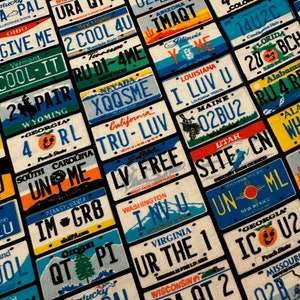 1/2 Yard License Plates | States | OOP | Travel | 100% Cotton Quilting ...