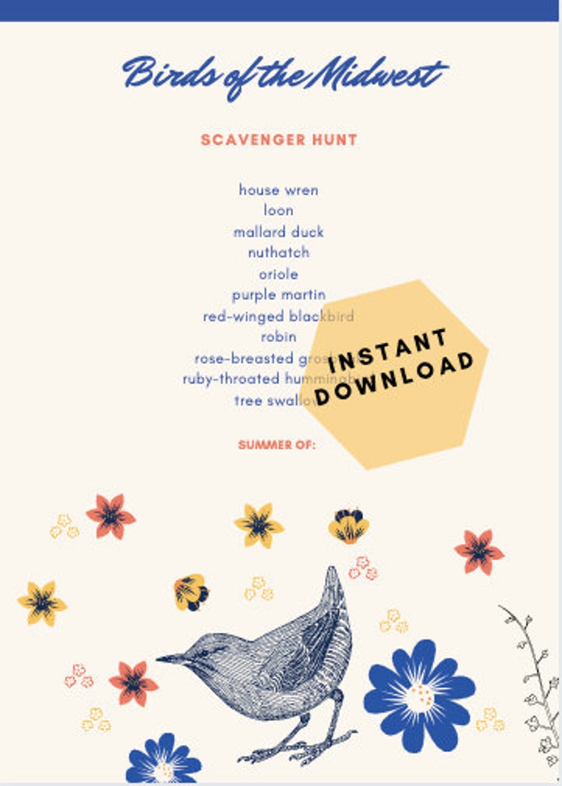 Birds of the Midwest Scavenger Hunt - Etsy