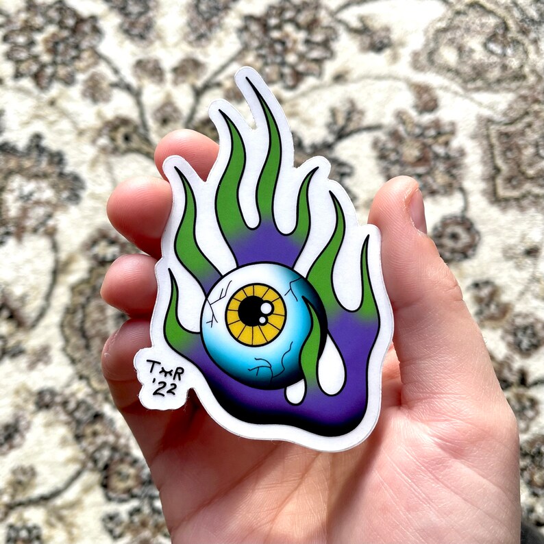 Flaming Eyeball Transparent Sticker set of 2 - Etsy