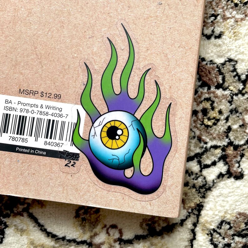 Flaming Eyeball Transparent Sticker set of 2 - Etsy