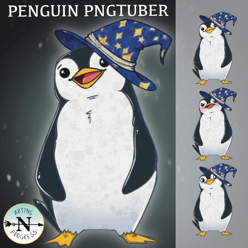Modelo de mago pingüino de Pngtuber para Discord, Twitch, YouTube ...