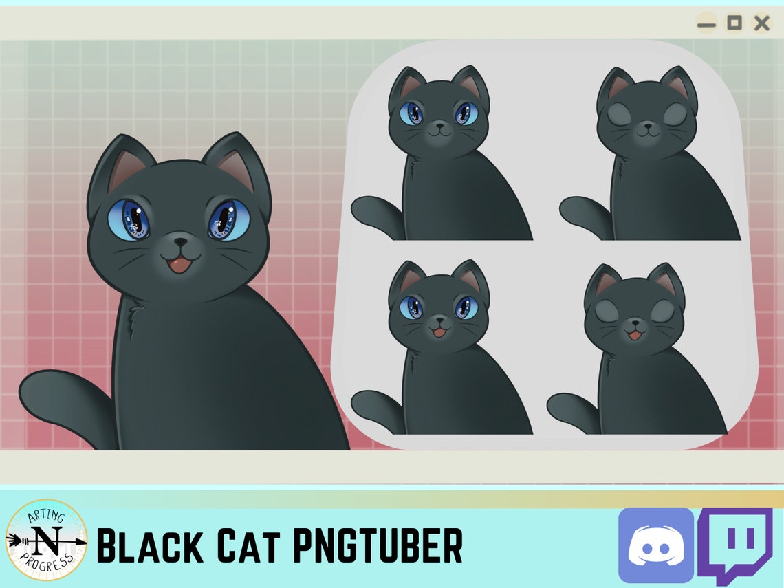 Black Cat Veadotube Mini y Discord Stream Avatar PNGtuber - Etsy México