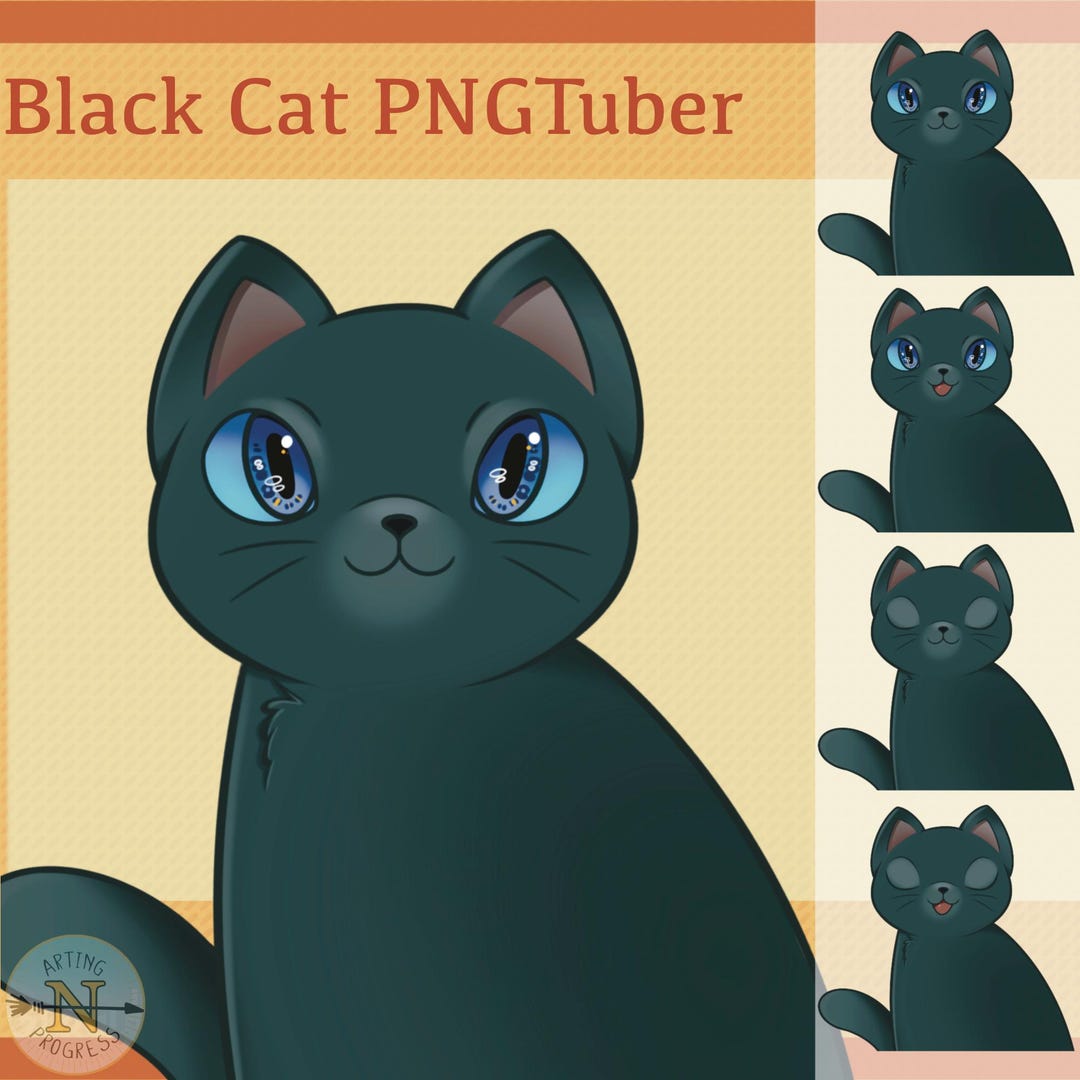 Gato negro Veadotube Mini y Discord Stream Avatar PNGtuber Recurso de ...