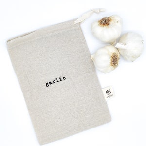 100% Artisan Linen Garlic Storage Bag - 9"x6" - Keep Cloves in a Dark ...